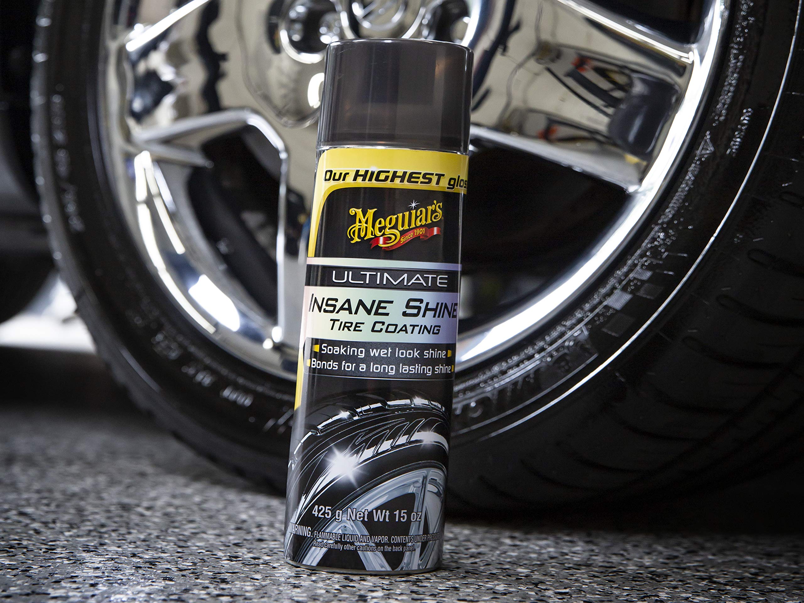 Meguiar's G190315 Ultimate Insane Shine Tire Coating - 15 Oz Spray Can