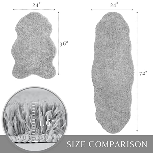 Ashler Runners Bathroom Rugs Long Non Slip Bathroom Rug Sets 2 Piece, Light Grey Water Absorbing Bath Mat Ultra Soft Shower Rugs, Plush Machine Washable Bathroom Carpet, 24 x 36 & 24 x 72 inches