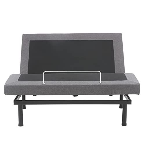 Adjustable Comfort Upholstered Adjustable Bed Base with Massage, Wireless Remote, Three Leg Heights, and USB Ports-Ergonomic, King, Black