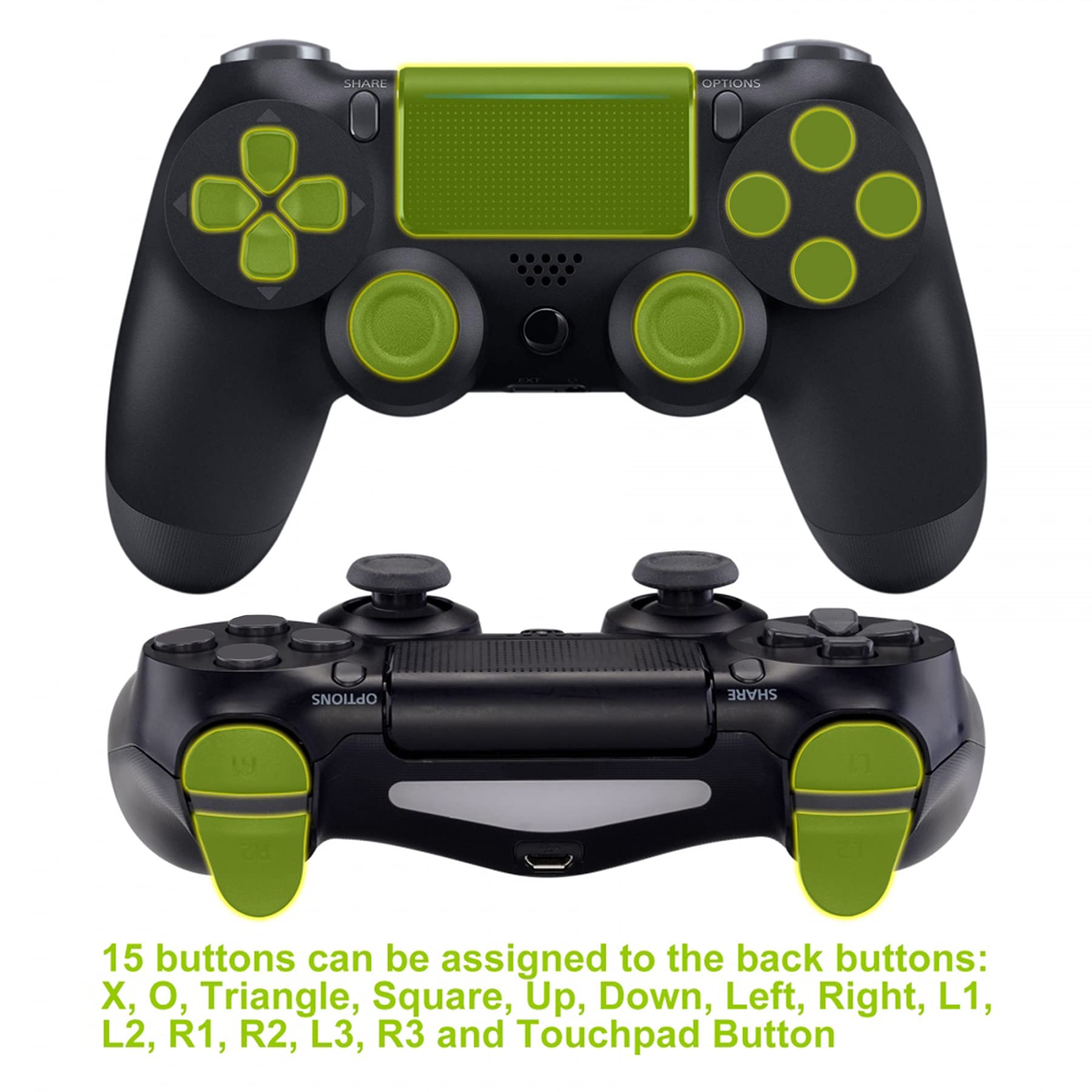 eXtremeRate Textured Black Dawn 2.0 FlashShot Trigger Stop Remap Kit for PS4 CUH-ZCT2 Controller, Upgrade Board & Redesigned Back Shell & Back Buttons & Trigger Lock for ps4 Controller JDM 040/050/055