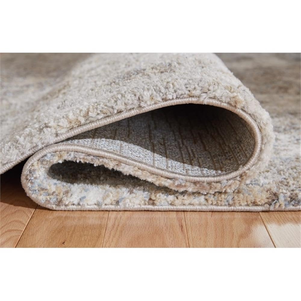 Signature Design by Ashley Pearidge Casual 7'11" x 10' Machine Woven Cloudy Abstract Pattern Large Area Rug, High Pile, Brown, Beige, Gray, & White