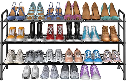 Dicasser 3-Tier Long Shoe Rack Organizer Extra Large Capacity for 24 Pairs,Black
