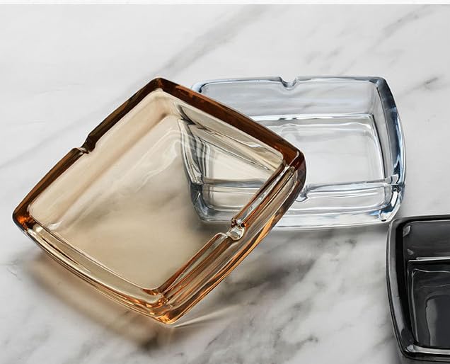 Ashtray 1 Pack Transparent Square Glass Ashtray Crystal Glass Ashtray Home Desktop Ashtray Indoor Outdoor Office Desktop Decoration Ashtray Ash Tray