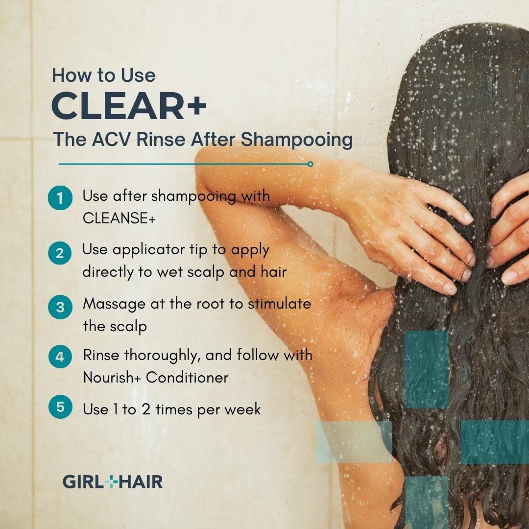 G+H CLEAR+ Apple Cider Vinegar Rinse | Clarifying Formula to Remove Buildup, Prevent Dandruff & Itchiness | For Healthy, Shiny & Soft Hair | Sulfate & Paraben-Free | 10.1 Fl Oz