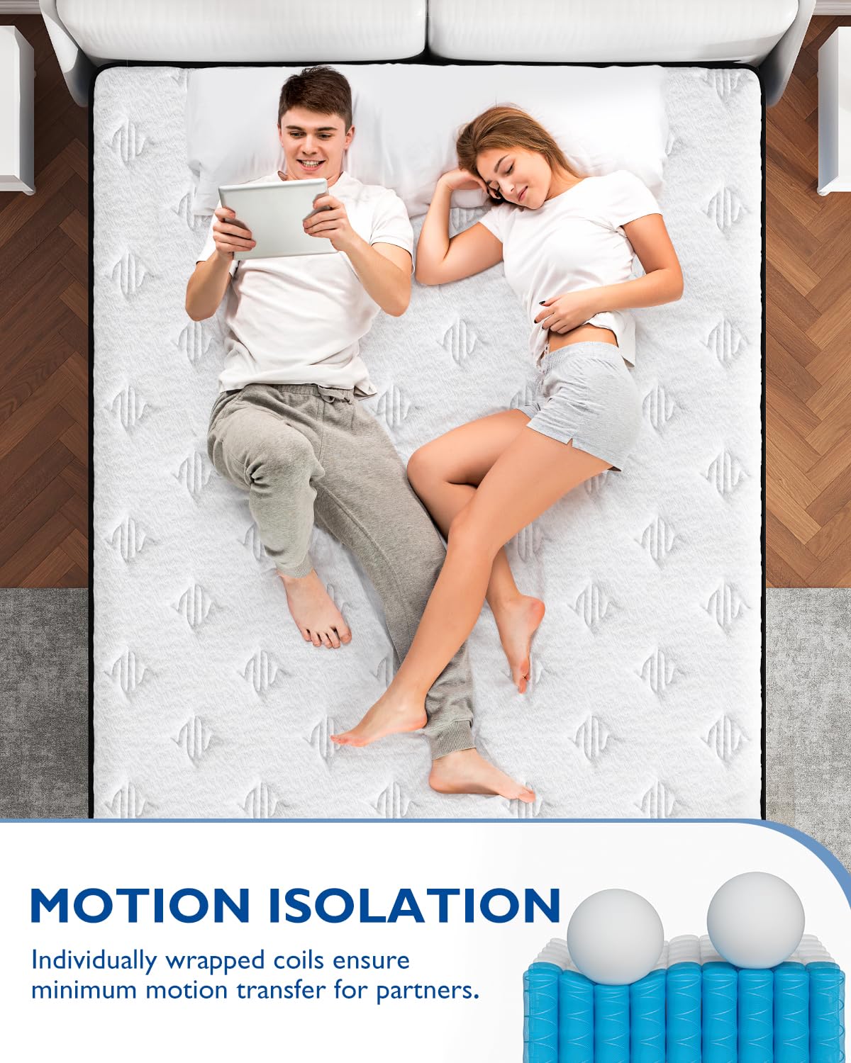 BedStory King Size Mattress - 14 Inch Hybrid King Mattress in a Box - Individual Pocket Springs for Motion Isolation, 76βx80β