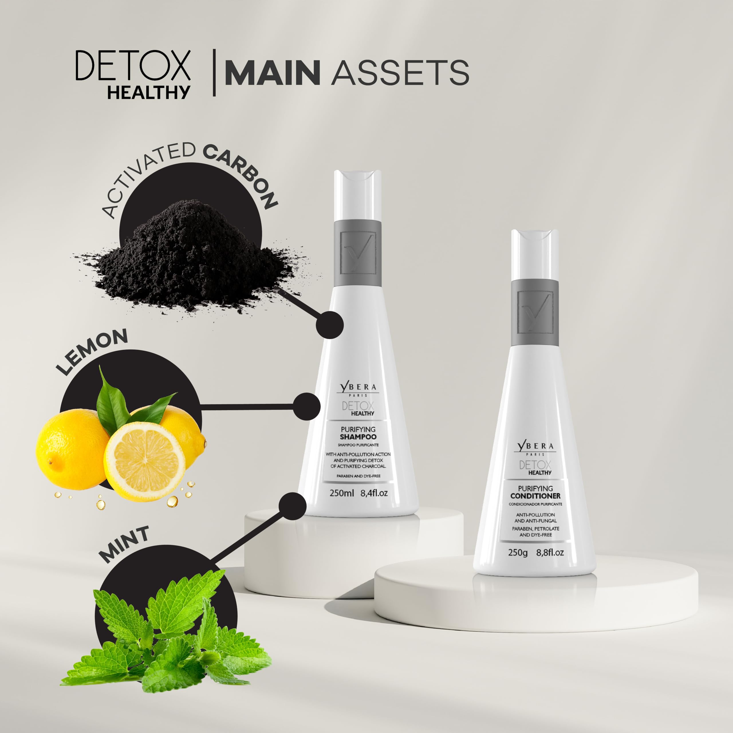 YBERA PARIS Professional Detox Healthy DUO | Refreshing Care for Oily | Prevent Hair Loss | Stimulate Growth & Improve Damaged Hair | Shampoo 8.4 Oz & Conditioner 8.8 Oz