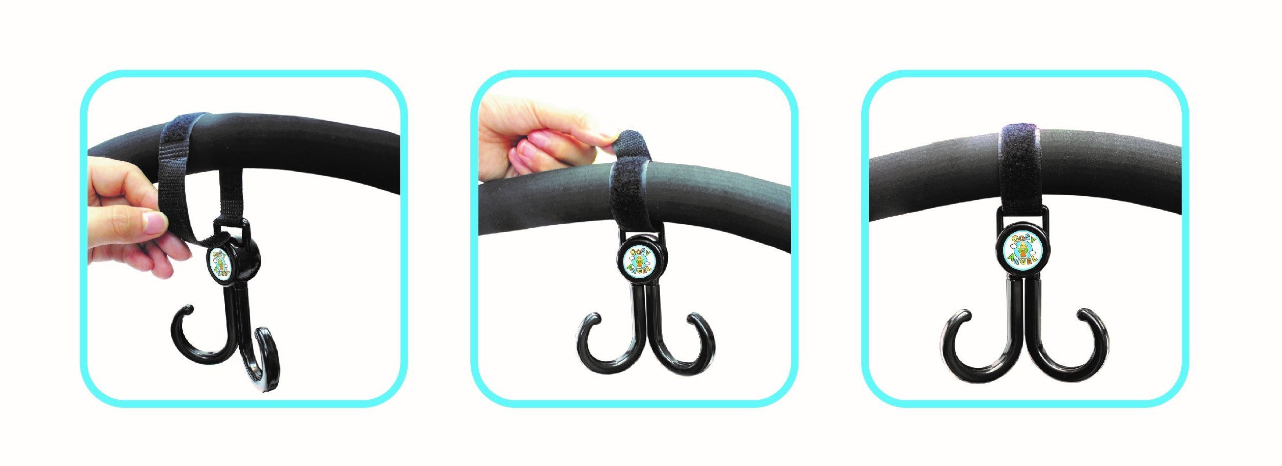 Clearance Stroller Hook Organizer - 2 Pack with 2 Double Multi Purpose Buggy Hooks (Blue) - Universal Fit for All Strollers - Pram, Pushchair, Stroller Accessory-Hanger for Baby Diaper Bags, Groceries