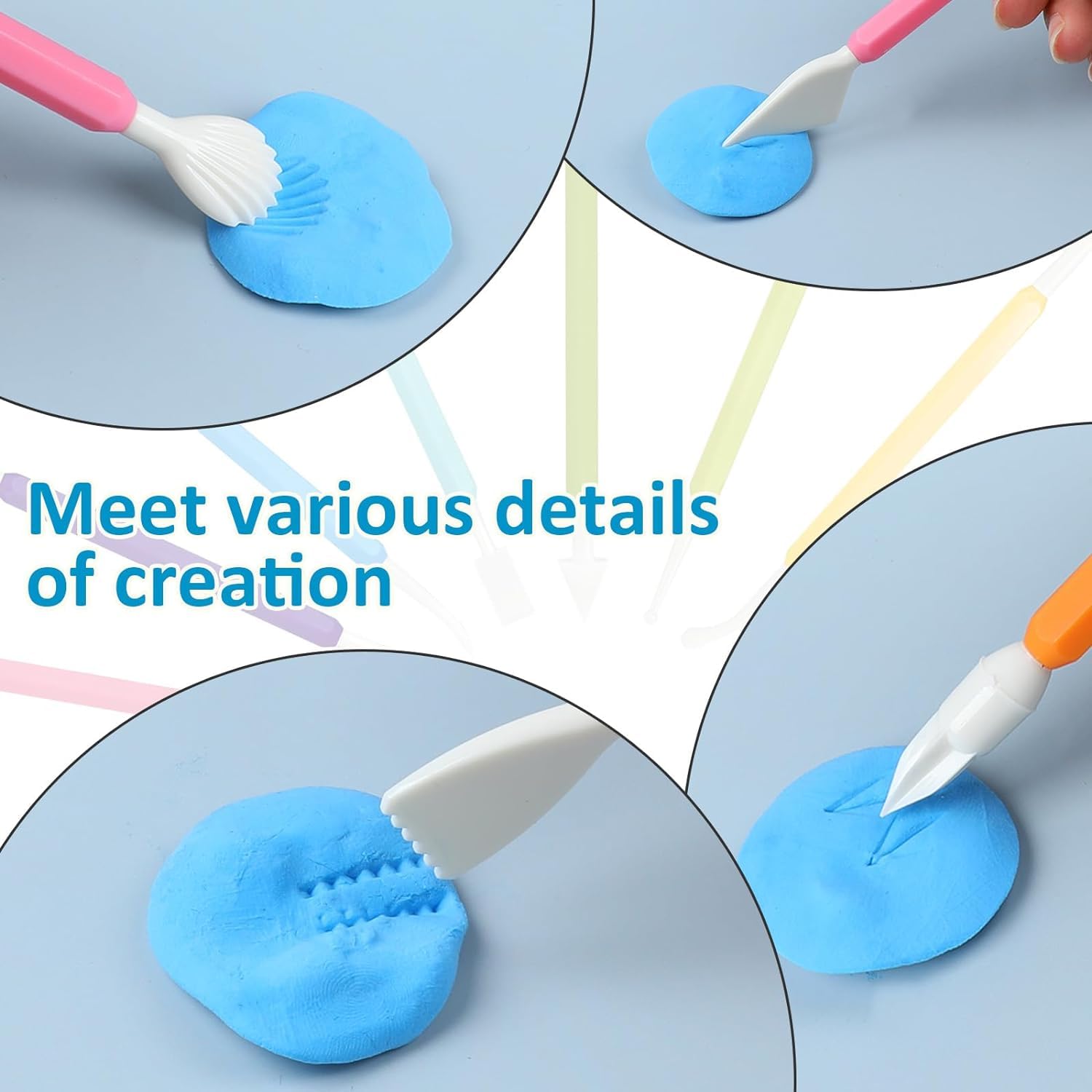 LINPHCEY 9PCS Clay Sculpting Tools Kit - Easy to Use Double-Ended Polymer & Pottery Carving Set with Comfortable Grip Tools for Clay Sculpey & Modeling Clay Ideal for Kids and Adults