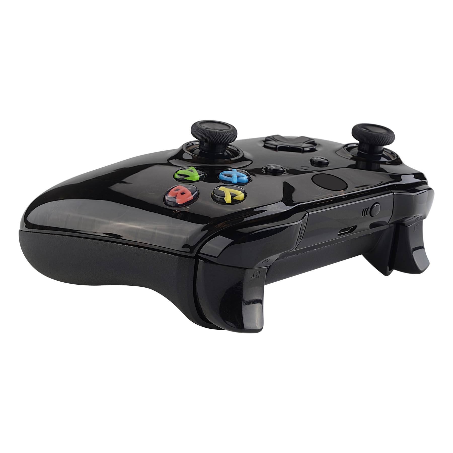 eXtremeRate Transparent Crystal Clear Black Faceplate Cover for Xbox One Wireless Controller (Model 1708), Custom Case Front Housing Shell for Xbox One S X Controller - Controller NOT Included