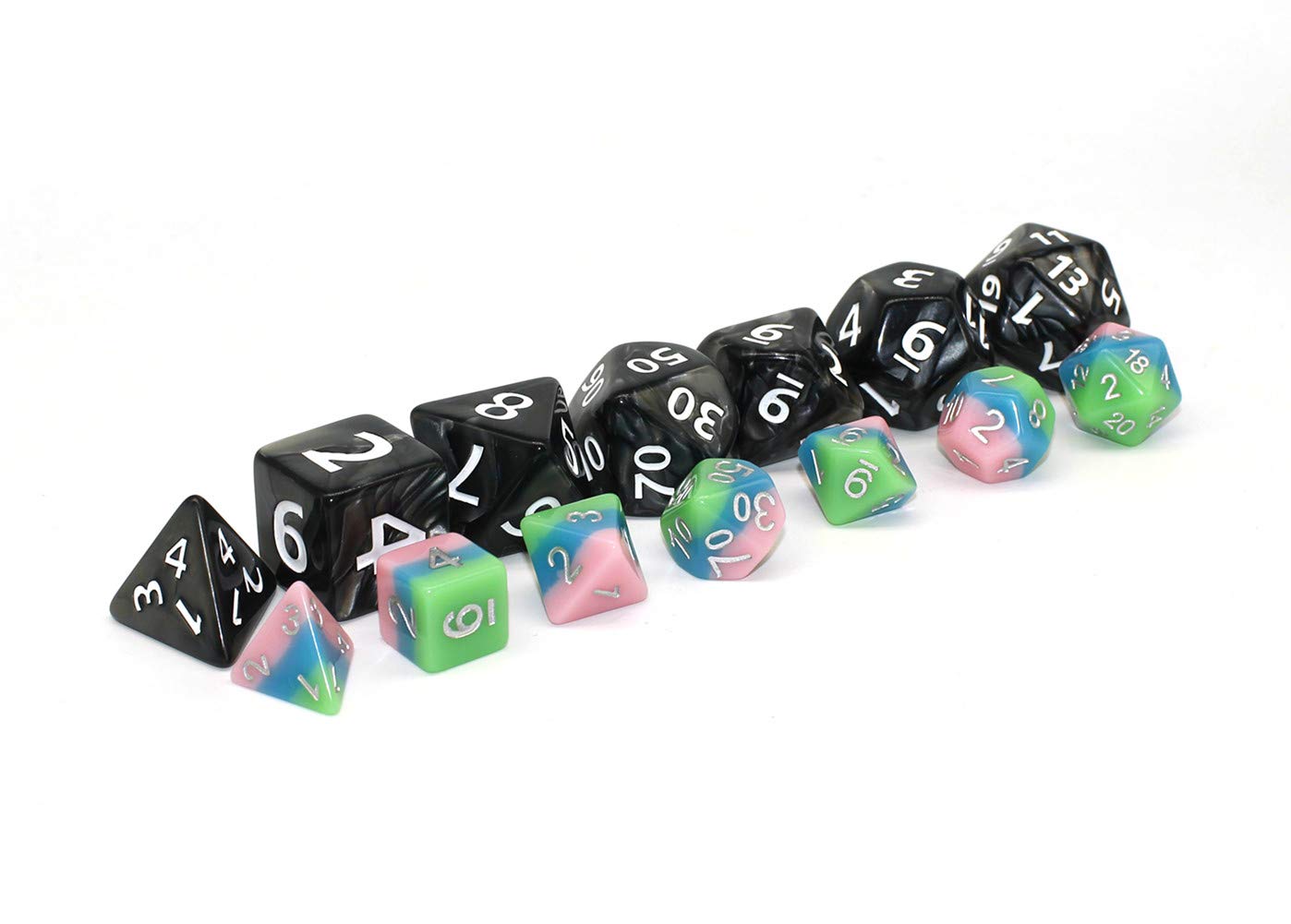 Dice- DND Dice Set 25mm RPG Dice for Dungeons and Dragons D&D Pathfinder MTG Role Playing Dice Giant Black Polyhedral Dice with Dice Bag