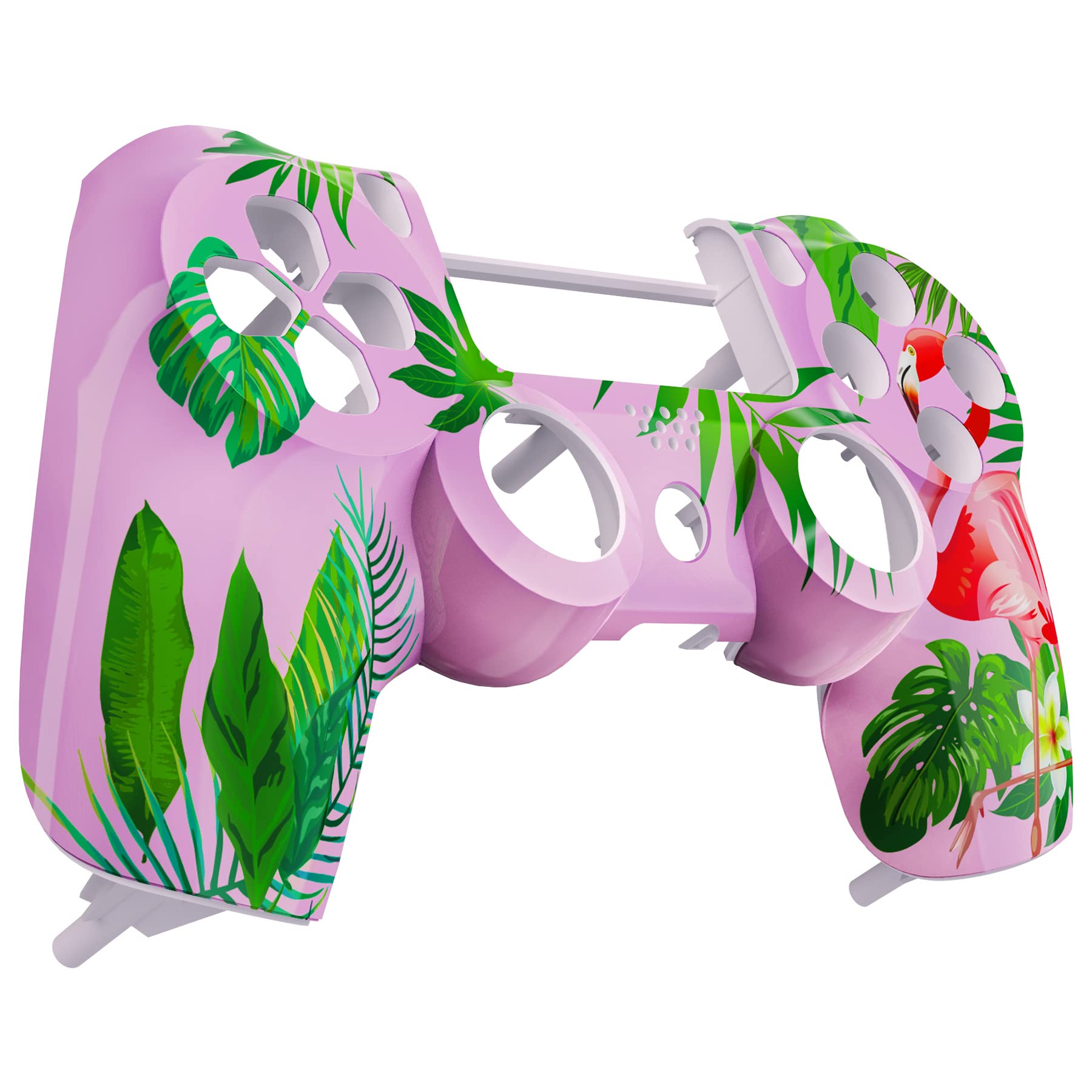 eXtremeRate Tropical Flamingo Patterned Custom Faceplate Cover, Replacement Front Housing Shell Case Compatible with ps4 Slim Pro Controller JDM-040/050/055 - Controller NOT Included