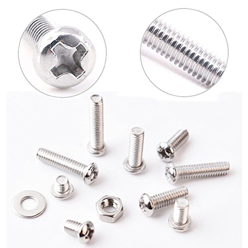 VIGRUE 810Pcs M3 x 4/6/8/10/12/14/16/18/20 mm Screw Assortment Kit 304 Stainless Steel Phillips Pan Head Machine Screws Bolts Nuts Lock Flat Washers with Storage Box