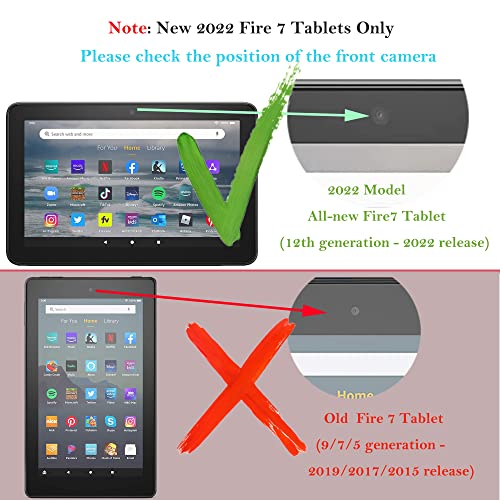 Fire 7 Tablet Case for Kids, only Compatible with 12th Gen 2022 Release, OQDDQO Lightweight Anti-Slip Shock Resistant Kid Friendly Cover with Stand for Amazon Kindle Fire HD 7 Tablet (Blue)