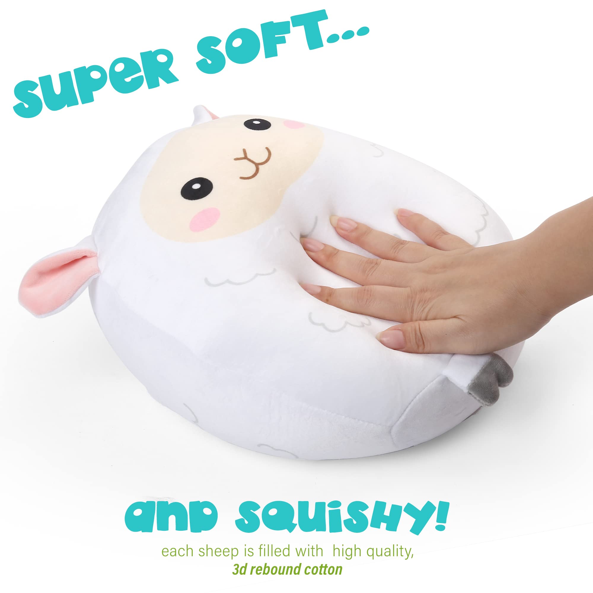 BenBen Lamb Plush Toy, Set of 3, 12" and 7'' Squishy Lamb Stuffed Animals, Kawaii Sheep Plushies Gift for Kids, Cute Plush Pillow, Easter Basket Stuffers
