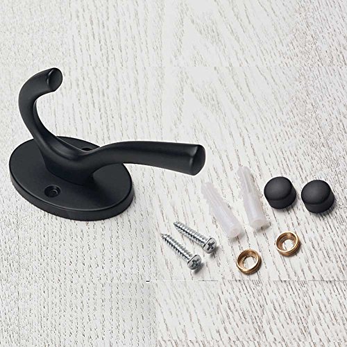 Mellewell Double Coat and Robe Hook for Bathroom and Bedroom Heavy Duty Wall Mount Matte Black, 09003B