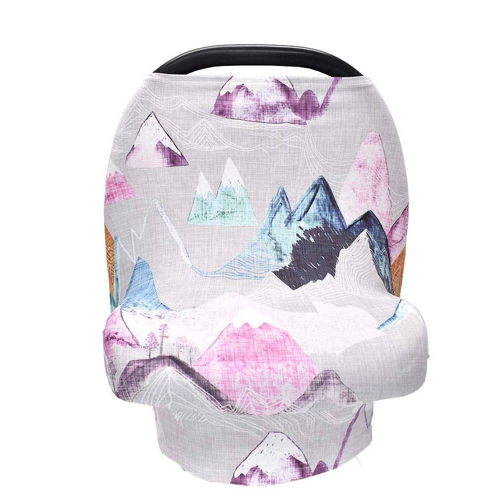 Nursing Cover for Baby Breastfeeding Stretchy Car Seat Canopy for Baby Girls/Boys, Multi-Purpose Soft Breathable Nursing Cover for Shopping Cart, High Chair, Stroller, Baby Shower Gifts(Pink)