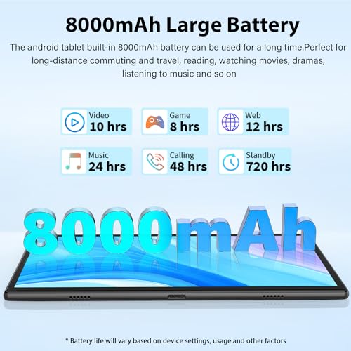Android Tablet 10 inch with Case, Android 12 Tablet, 6GB RAM 64GB ROM, 512GB Expand Android Tablet with Dual Camera, 5G & 2.4G WiFi, Bluetooth, 8000mAh, HD Touch Screen, Google GMS Certified