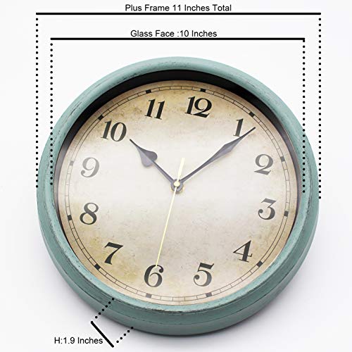 Filly Wink Wall Clock,11 inch Retro Wall Clocks Battery Operated,Silent Non Ticking Classic Quartz Clocks,Decorative Home Living Room Bedroom Office School(Teal)