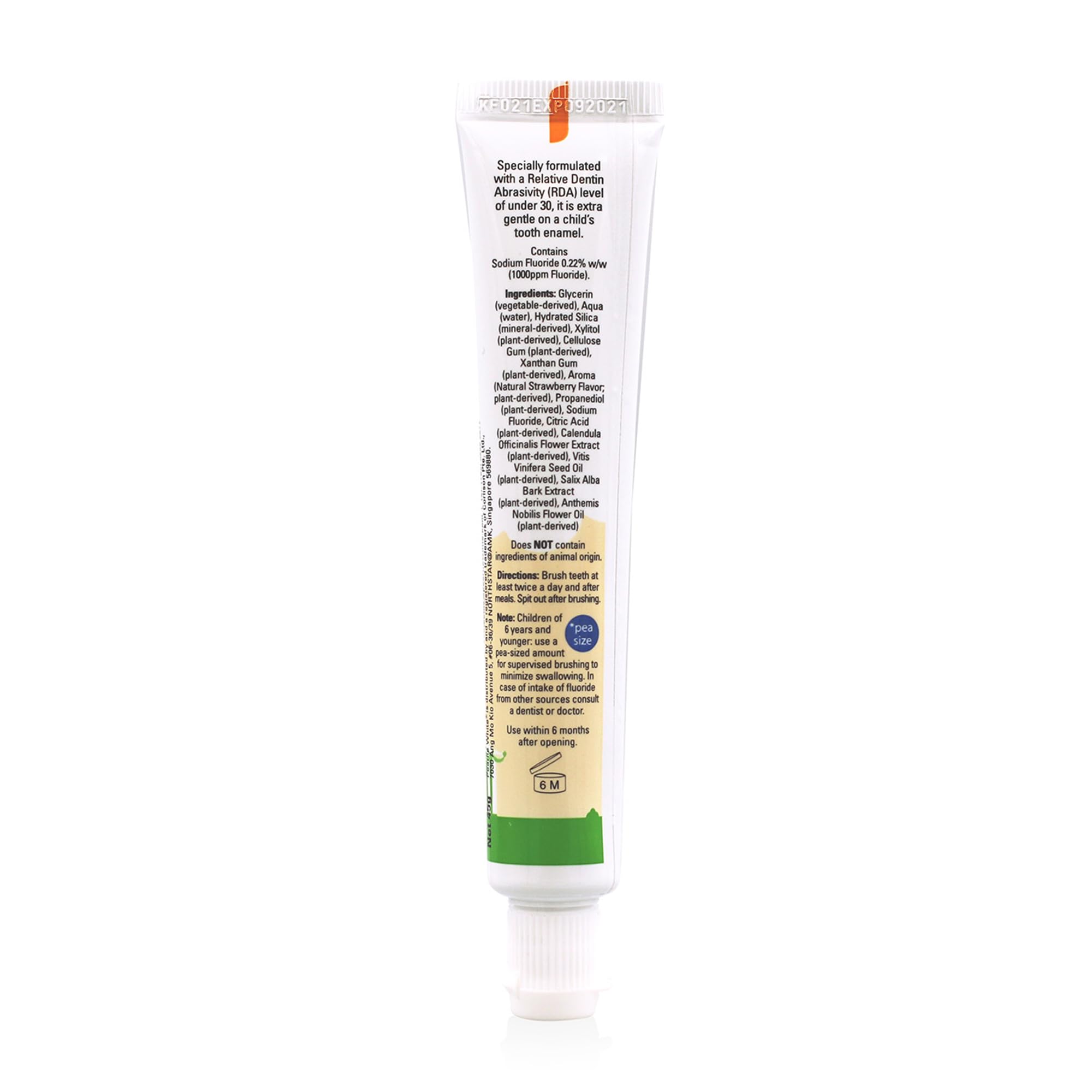 Pearlie White 99.78% Natural Fluoride Kids Toothpaste (1.58oz, 45gm) | Kids Toothpaste with Fluoride | Extra Gentle Enamel Safe Toothpaste for Kids | Low RDA | Natural Strawberry Flavor