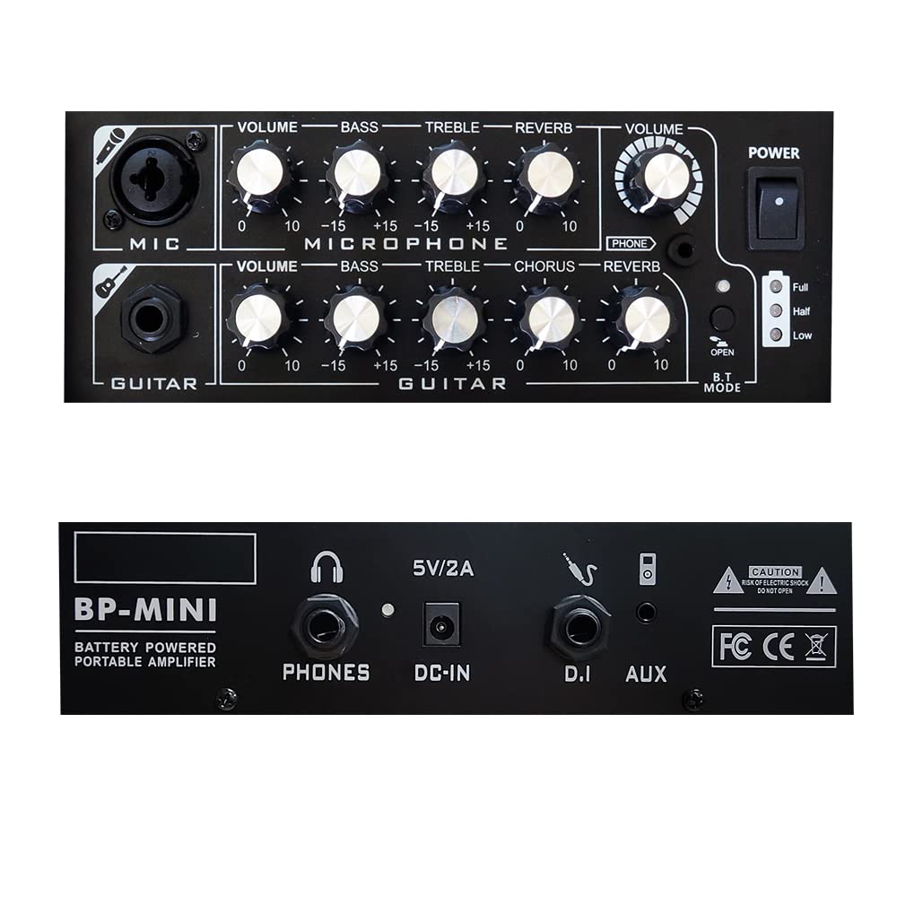 Acoustic Guitar Amplifier, 30 Watt Bluetooth Speaker Rechargeable Portable Amp with Microphone Input Supports Volume Bass Treble Control Reverb Chorus Effect White
