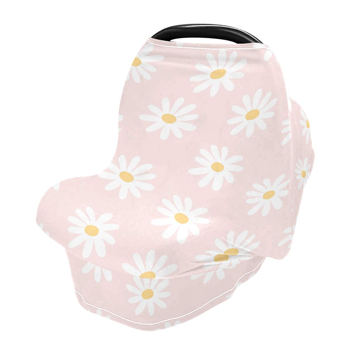 Stretchy Baby Car Seat Canopy - Daisy Flowers Infant Stroller Cover Multi Use Carseat Canopy Nursing Cover for Girl