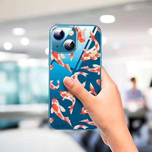 CaseYard Clear Soft & Flexible TPU Case for iPhone-13-Mini Ultra Low Profile Slim Fit Thin Shockproof Transparent Protective Cover Drop Protective Case Koi Fish Pond