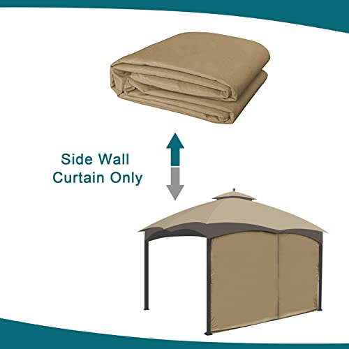 Gazebo Universal Replacement Privacy Curtain - Wonwon Privacy Panel Canopy Side Wall with Zipper for 10' x 12' Outdoor Gazebo (Khaki)