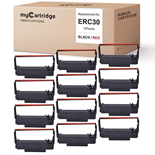 myCartridge ERC30 ERC30 ERC-30 ERC/30/34/38 B/R Compatible Ribbon Cartridge for use in ERC38 NK506 Printer (Black Red, 12-Pack) ERC30