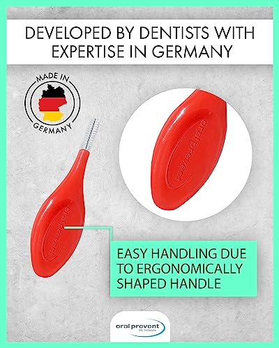 Oral Prevent 24 Pieces interdental Brushes - Tooth Cleaning for The interdental Spaces - Proxy Brushes - Tartar/Caries Prevention (0.60 mm, red)