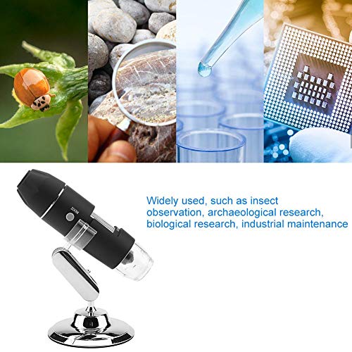 Digital Microscope, Walfront Handheld Digital Electronic Microscope 1000X Magnifier 8 LED Adjustable Observation Stand Analog AV Output for TV(US Plug, 110V)