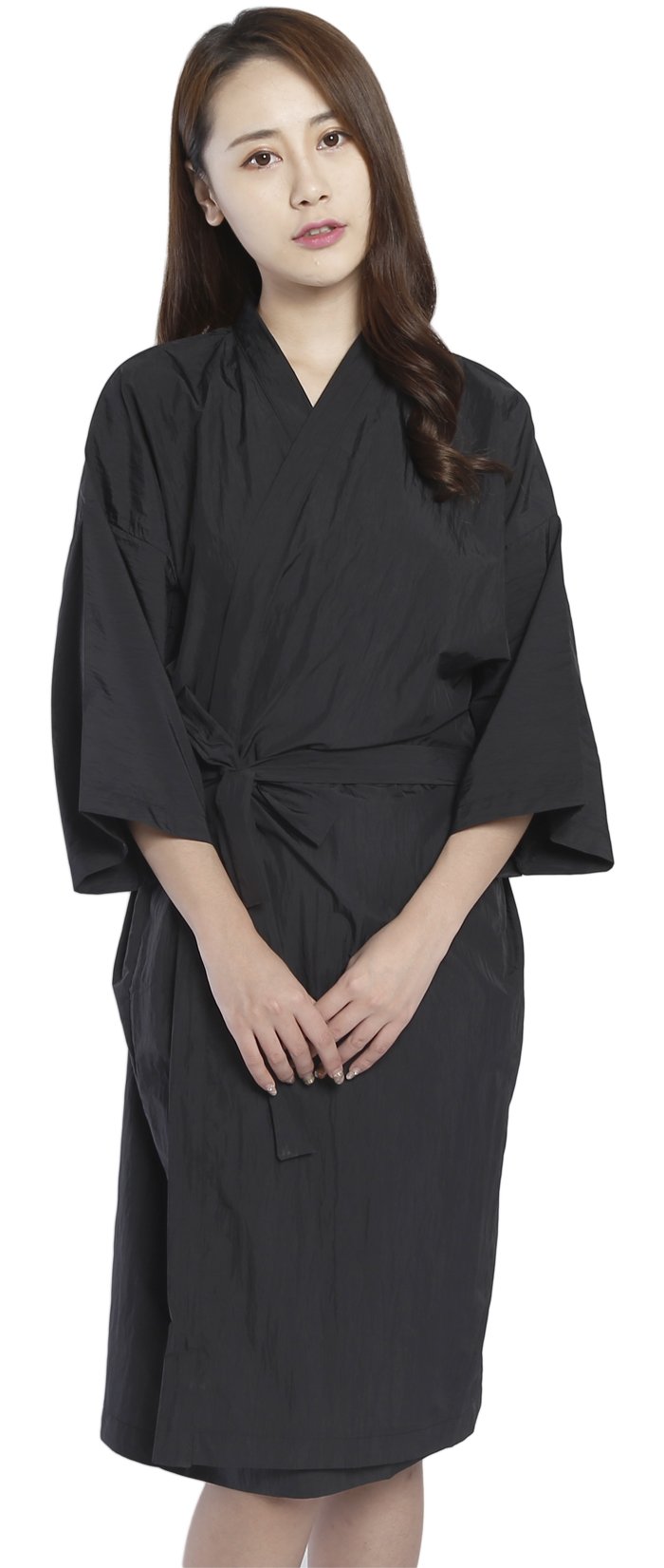 PERFEHAIR Salon Client Gowns Kimono Style, Hair Salon Smocks Capes- 43 Inch Long (Black)