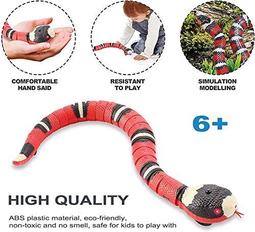 CSD Smart Sensing Snake Toy - Interactive Fake Snake for Kids, Cats & Dogs - USB Rechargeable Electric Simulation Slithering Serpent - Realistic Snake Prank Prop for Halloween, Christmas & April Fools