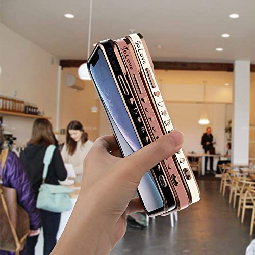 Bonoma Compatible with iPhone XR Case Love Heart Plating Electroplate Luxury Elegant Case Camera Protector Soft TPU Shockproof Protective Corner Back Cover iPhone XR Case -Black
