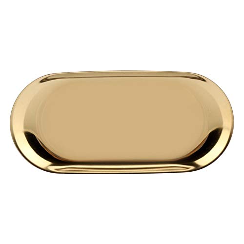Fdit Nordic Style Storage Tray Cosmetics Jewelry Stainless Steel Cake Plate for Home Kitchen(Golden L)