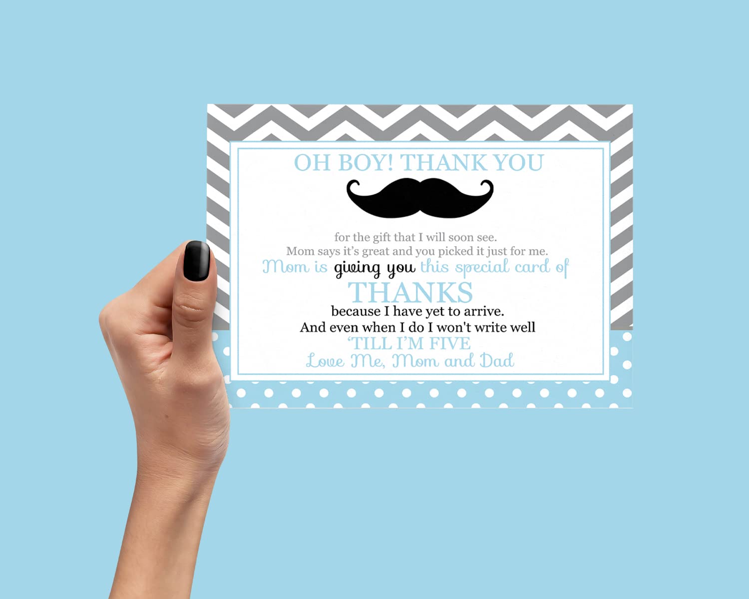 Mustache Baby Shower Thank You Postcard Set of 15