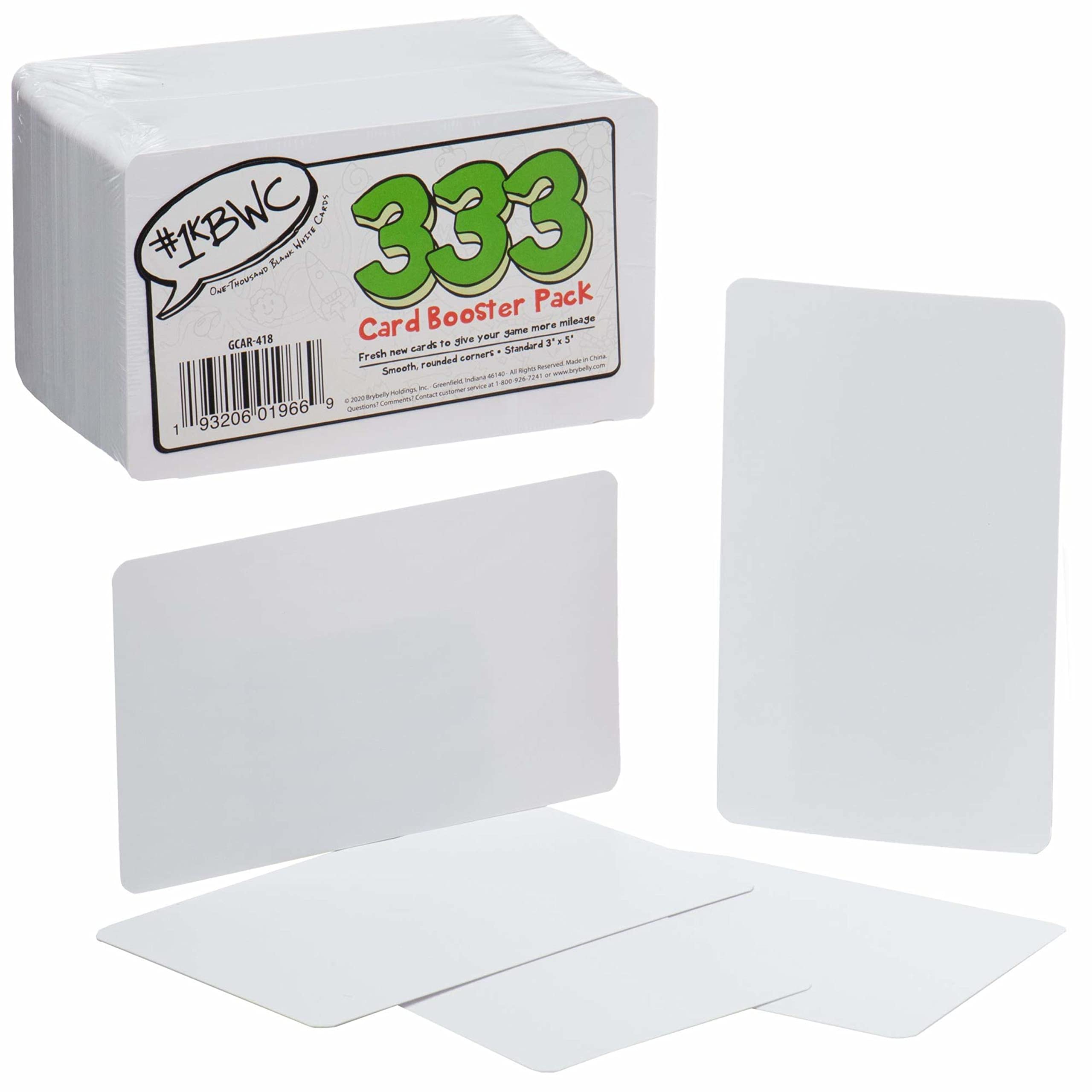Brybelly 333 Card Booster Pack for 1000 Blank White Cards Game - Expansion for 1KBWC - Fun Customizable Group Party Game of Oddity & Imagination for Adults & Family - Create Your Own Funny Board Game