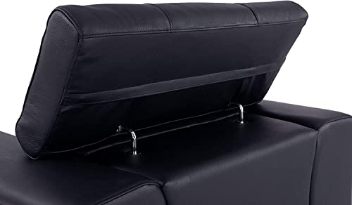 Blackjack Furniture Gianni Mid Century Modern Italian Leather Living Room Sofa, Black