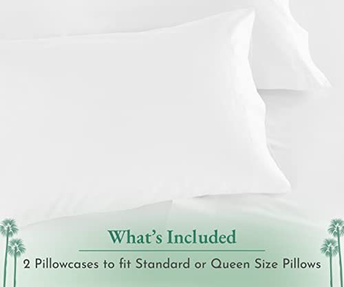 CALIFORNIA DESIGN DEN Luxuriously Soft Hotel Quality 600 Thread Count, 100% Cotton Set of 2 Cases, Crisp & Cool White Standard Pillow Cases Fits Standard & Queen Pillows (Bright White)