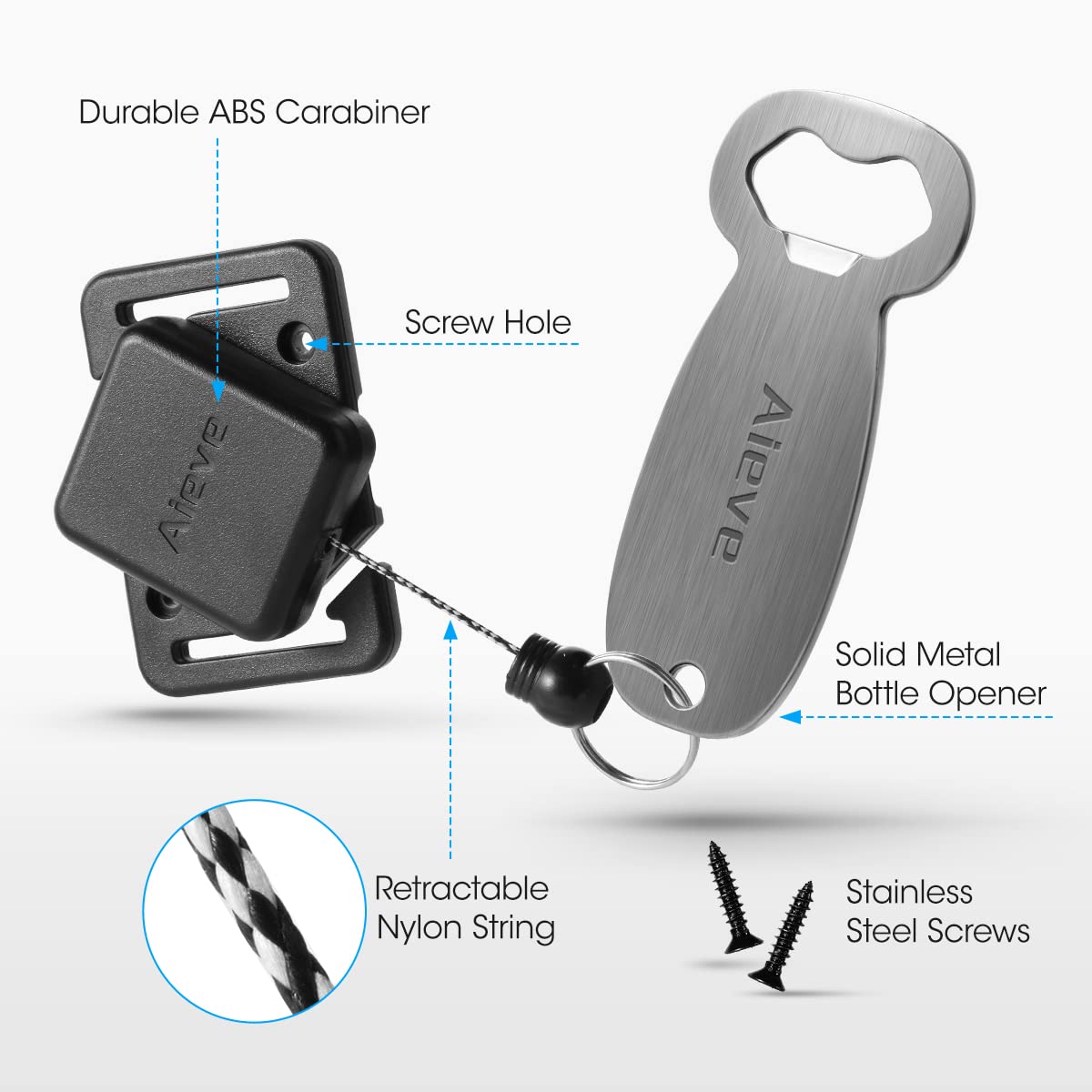 AIEVE Bottle Opener for Yeti Accessories & Yeti Coolers, Retractable Bottle Key Opener Compatible with Yeti Soft Cooler Bag