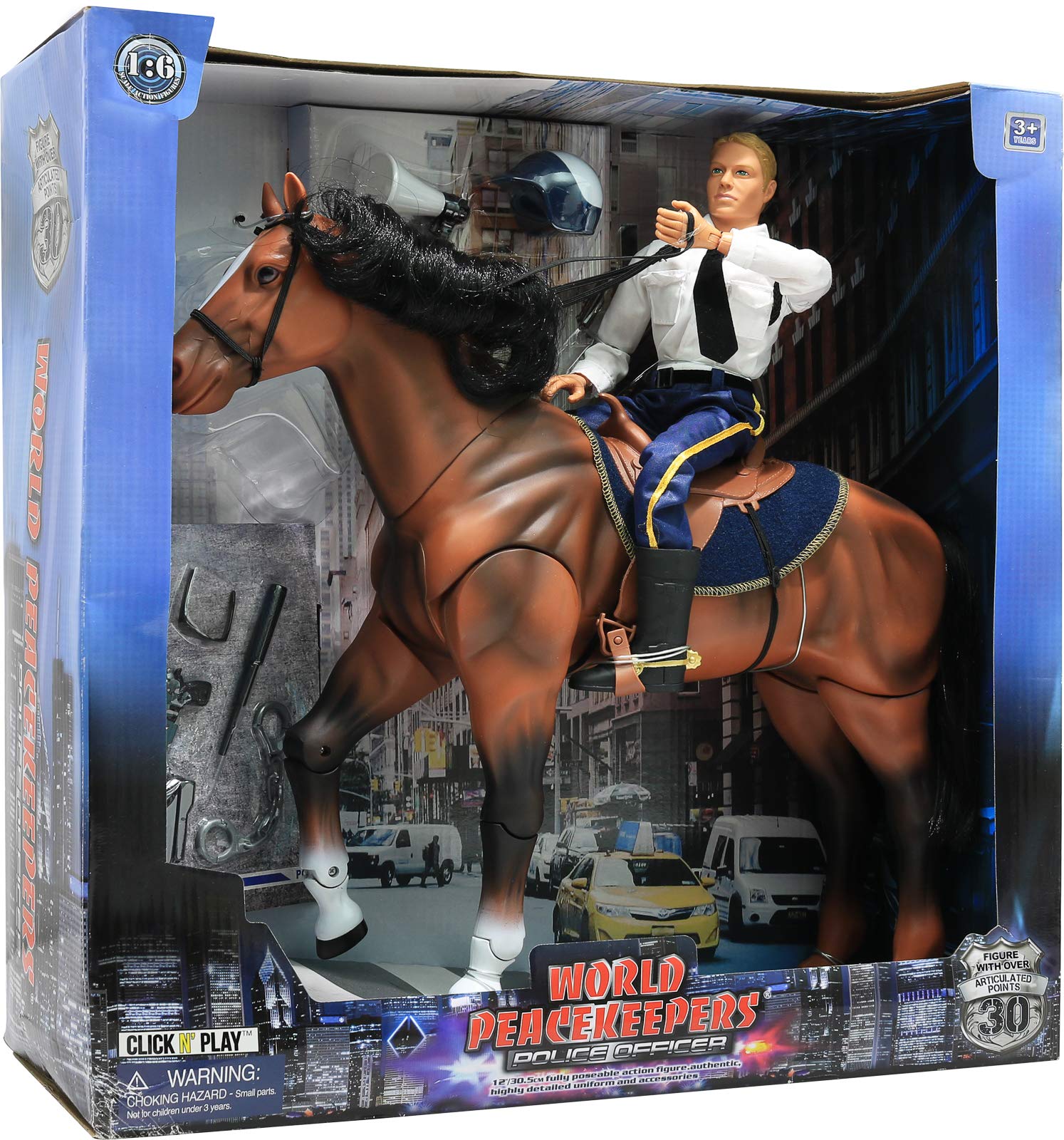 Click N' Play Police on Horse 12" Action Figure Play Set with Accessories