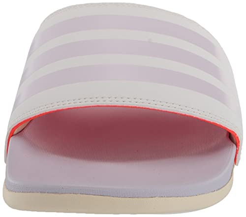 adidas Women's Adilette Comfort Slides Sandal, White/Purple Tint/Wonder White, 8