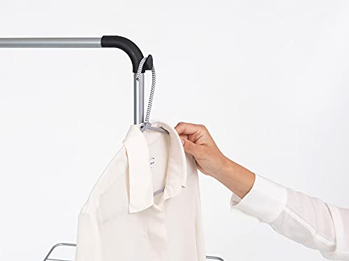 Brabantia HangOn Laundry Drying Rack with Garment Rail (82ft / Metallic Gray) Compact, Foldaway, Adjustable Indoor Stainless Steel Clothes Horse