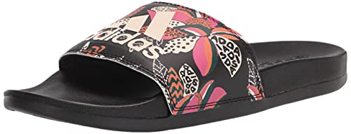 adidas Women's Adilette Comfort Slides Sandal, Core Black/Wonder White/Core Black, 6