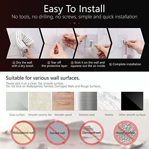 GEAYAZE Adhesive Hooks, 12 Pcs Transparent Removable Small Sticky Hooks, Heavy Duty Adhesive Wall Hooks 10 lbs