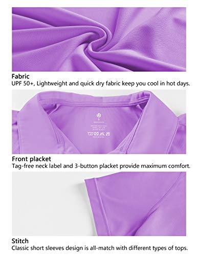 BUBBLELIME Women's Short Sleeve Polo Shirts UPF 50+ Quick Dry Moisture Wicking - Polo Neck Short Sleeve_Purple X-Large