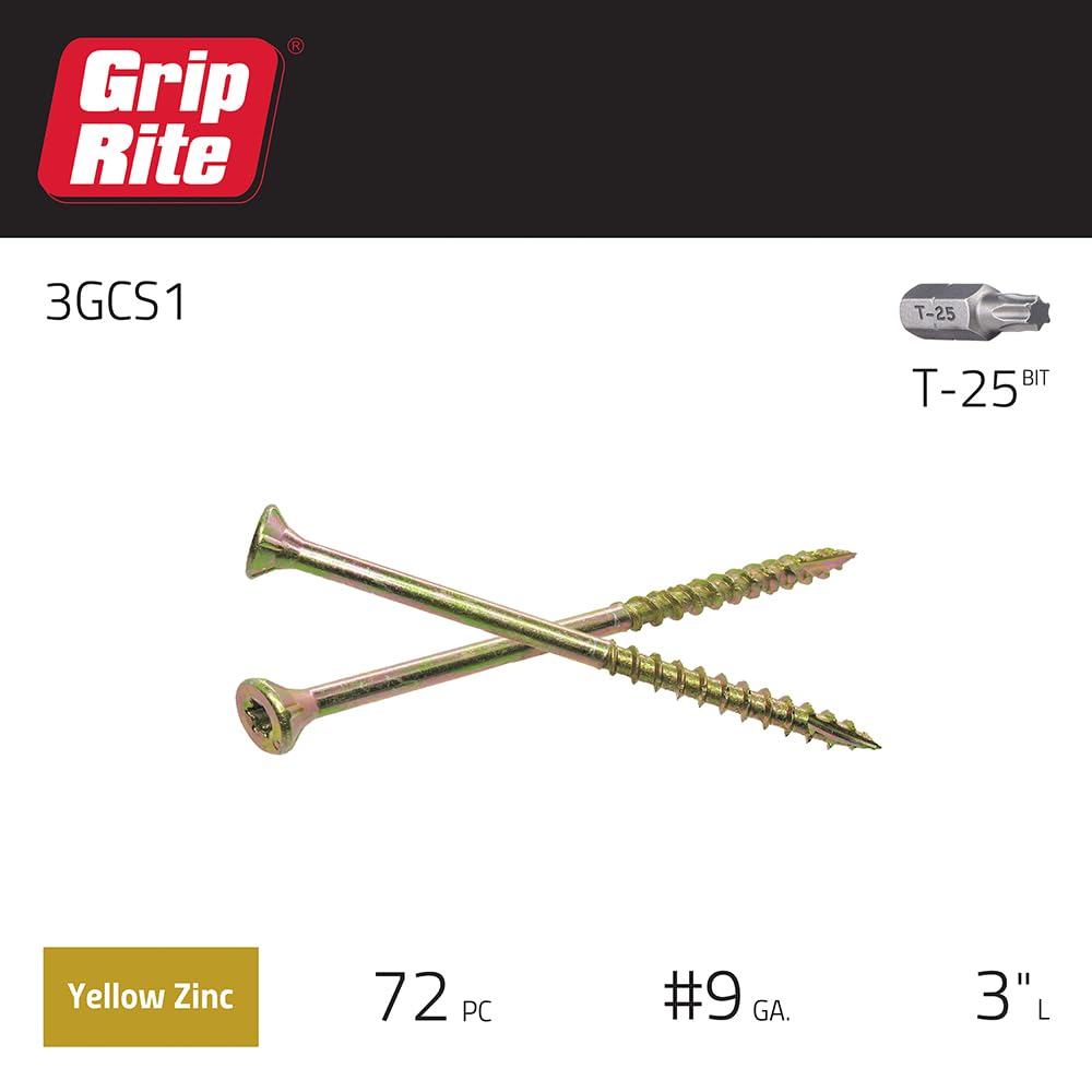 PRIMESOURCE 3GCS1 1LB 9X3 CONST Screw, 9 by 3", Gold