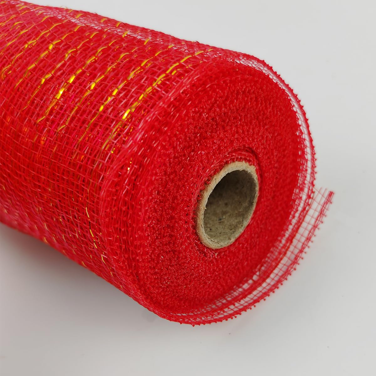 8 Rolls Christmas Mesh Ribbon, Christmas Mesh Fabric Ribbons with Metallic Foil Poly Deco Mesh Ribbon for Christmas Xmas Tree Bows Garland Decoration