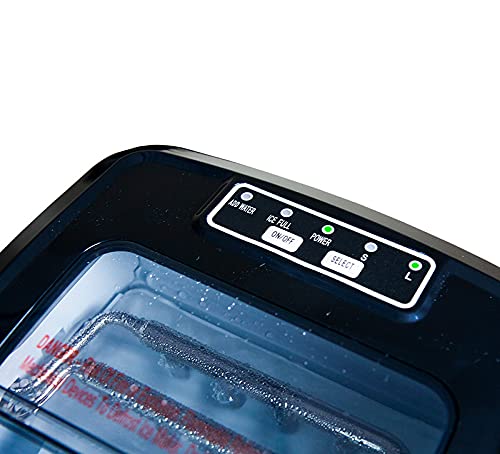 Angel Canada Stainless Steel Portable Ice Maker Compact Countertop with Panoramic View Window, Ice Cube Machine, Bullet Cubes in S/L Size 26 lb/24H for Home Office Party, Boat RV