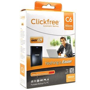 Clickfree C6 Rugged 500GB SuperSpeed USB 3.0 2.5" External Hard Drive w/Automatic Backup (Red)