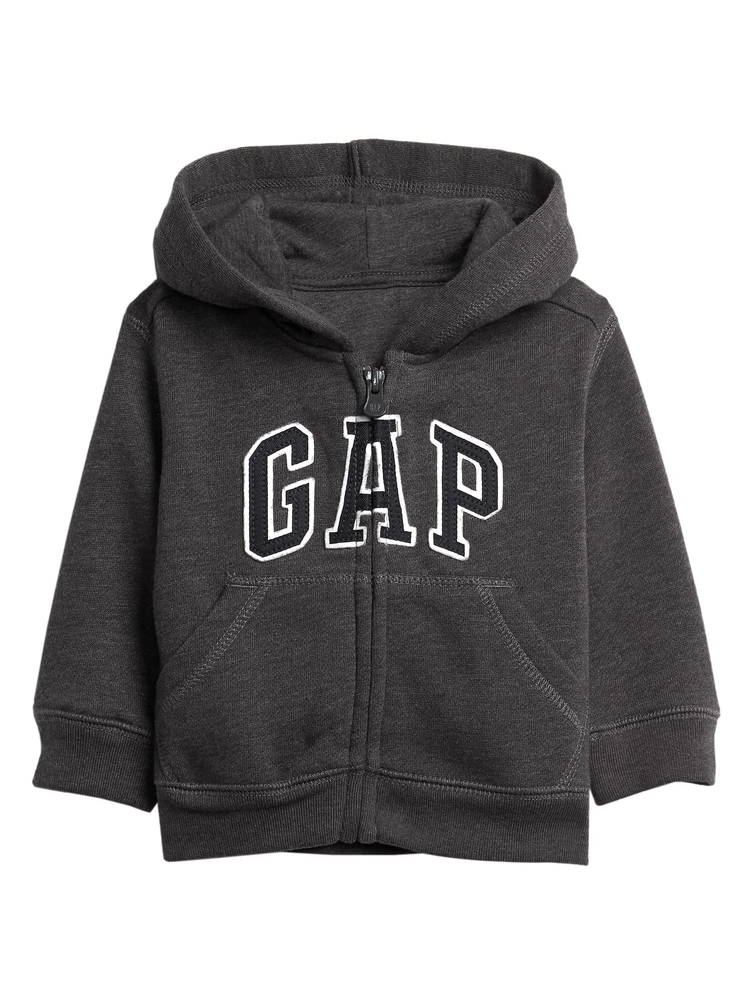 GAP baby boys Logo Zip Hoodie Sweatshirt, Charcoal Grey B65, 4T US